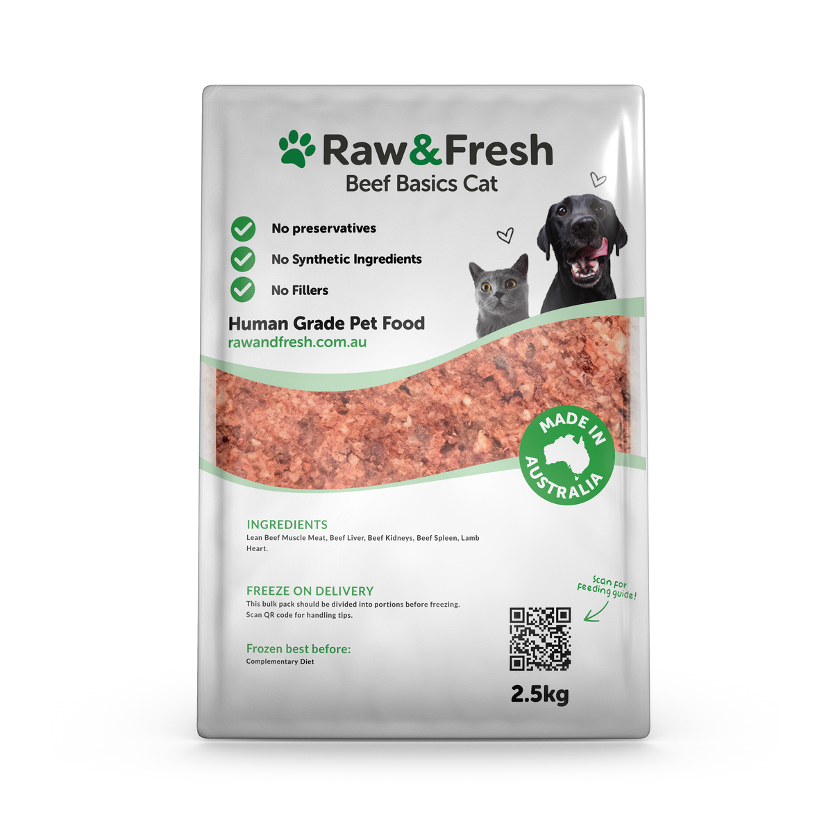 Raw Beef Bulk Pack BARF Basics for Cats