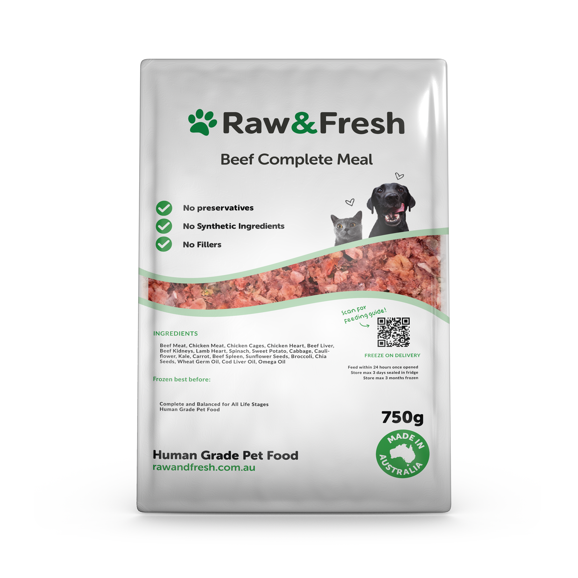 Raw Beef Dog Food - Complete & Balanced AAFCO Recipe